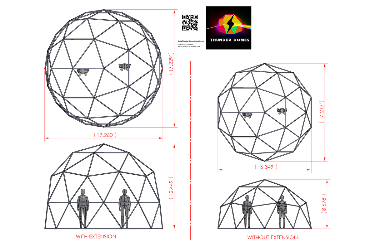 Covered Geodesic Dome w/ Steel Pipe Frame 2V – Thunder-Domes